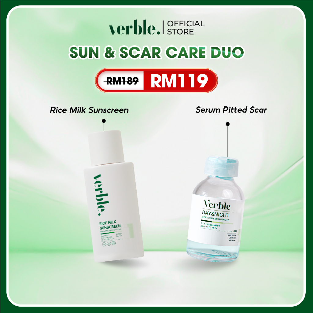 VERBLE Sun & Scar Care Duo Verble Serum Pitted Scar + Verble Rice Milk ...