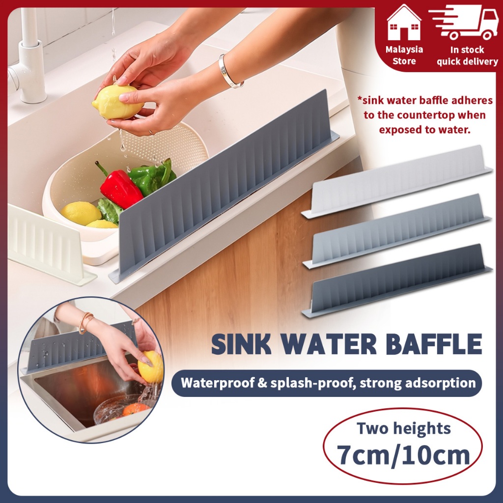 Household Silicone Sink Rim Water Baffle kitchen Countertop Splash ...