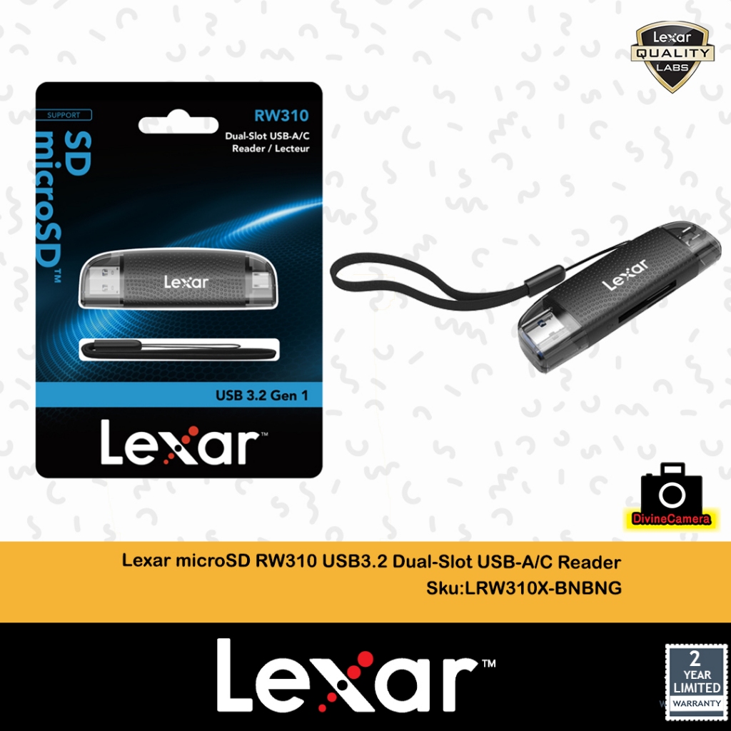 Lexar microSD RW310 USB3.2 Dual-Slot USB-A/C Reader Up to 205MB/s ...
