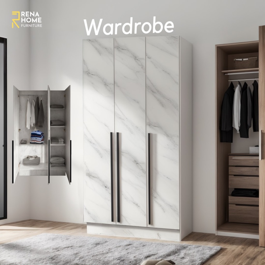 [RENA HOME] 3 Door Wardrobe | Almari Baju Murah | Almari 3 Pintu ...