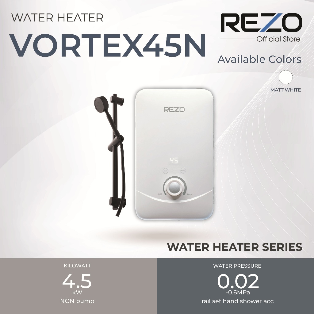 REZO Non-Pump Tankless Instant Water Heater [ VORTEX 45N ] | Shopee ...