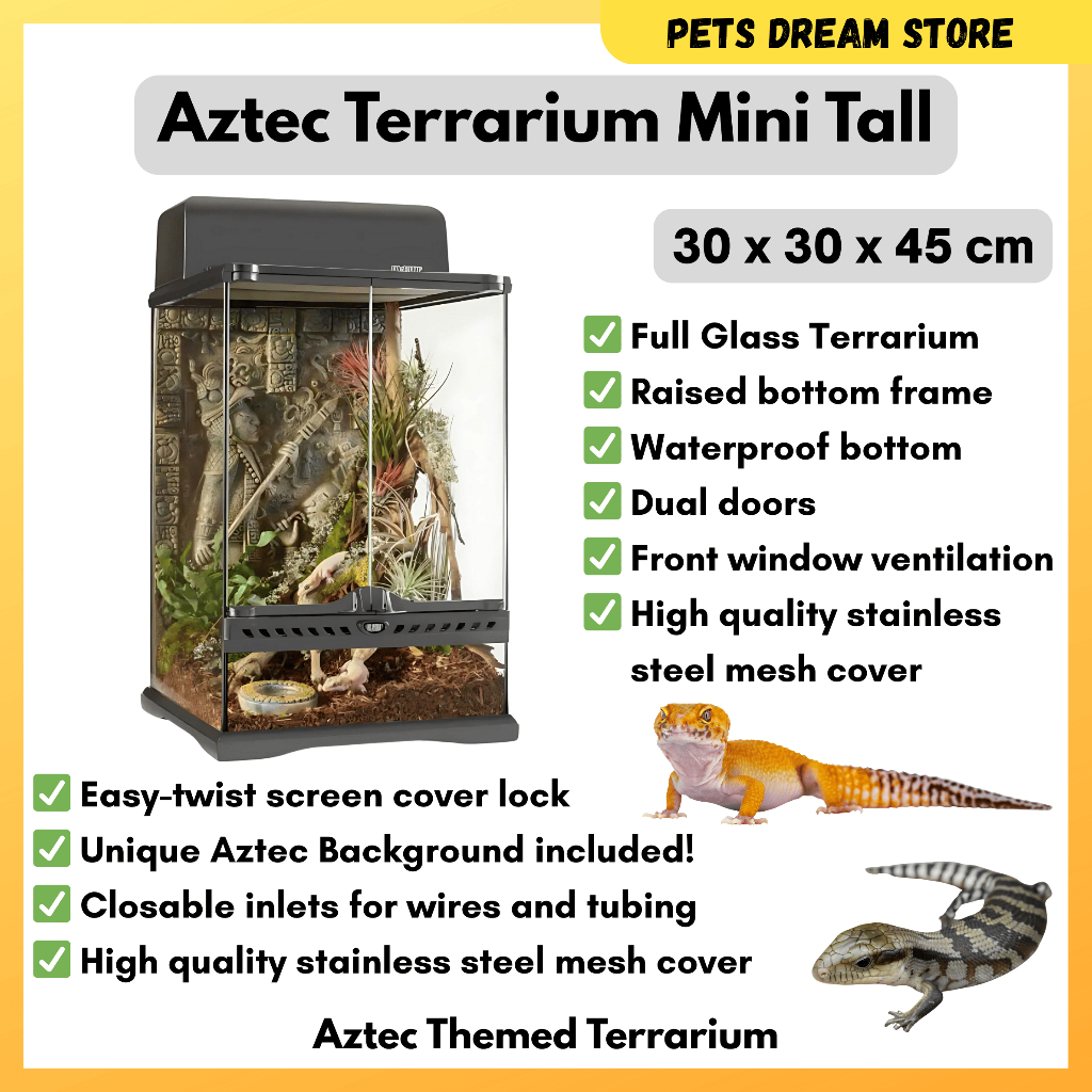 Exo Terra Aztec Glass Terrarium Mini Tall 30x30x45cm PT2591 Reptile ...