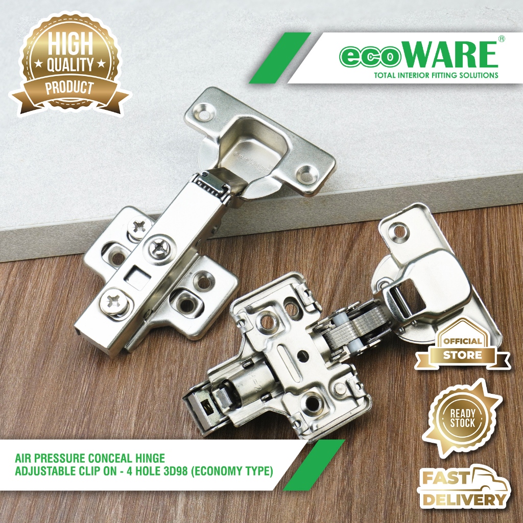 ecoWARE Air Pressure Conceal Hinge Adjustable Clip On - 4 Hole 3D98 ...