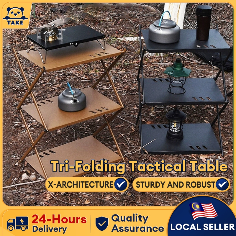 TAKE 3 Layer Folding Camping Rack Aluminium Three-Tier Rack Outdoor ...