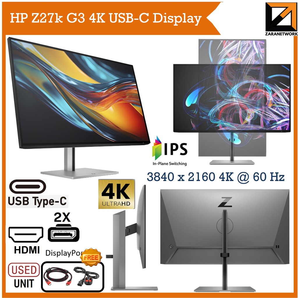 HP LED / LCD Z27k G3 27-inch 4K UHD LCD Monitor, IPS Display | Shopee ...