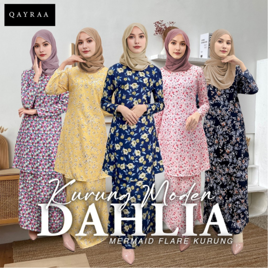 QAYRAA P1 BAJU KURUNG MODEN FLORAL Kurung Printed Design Baju Kurung ...