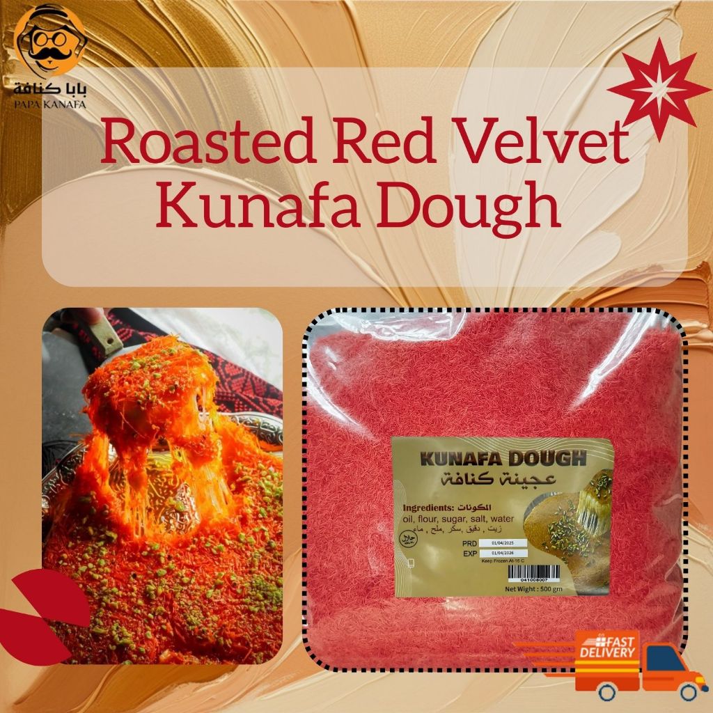Roasted Kunafa Dough, Red Velvet Roasted dough, 500g Panggang Berwarna ...