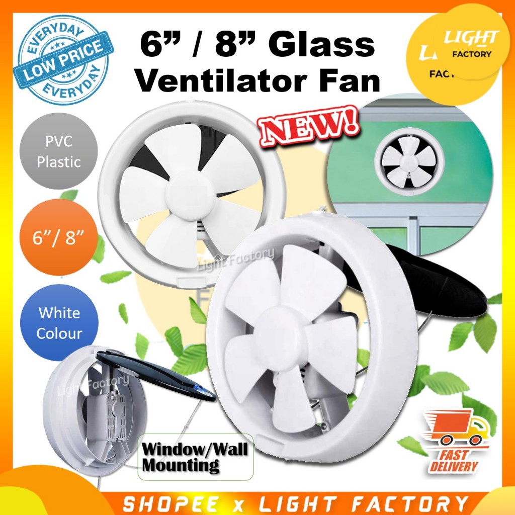 [2 YEARS WARRANTY] HIGH QUALITY Glass Mounted Exhaust Ventilating Fan 6 ...