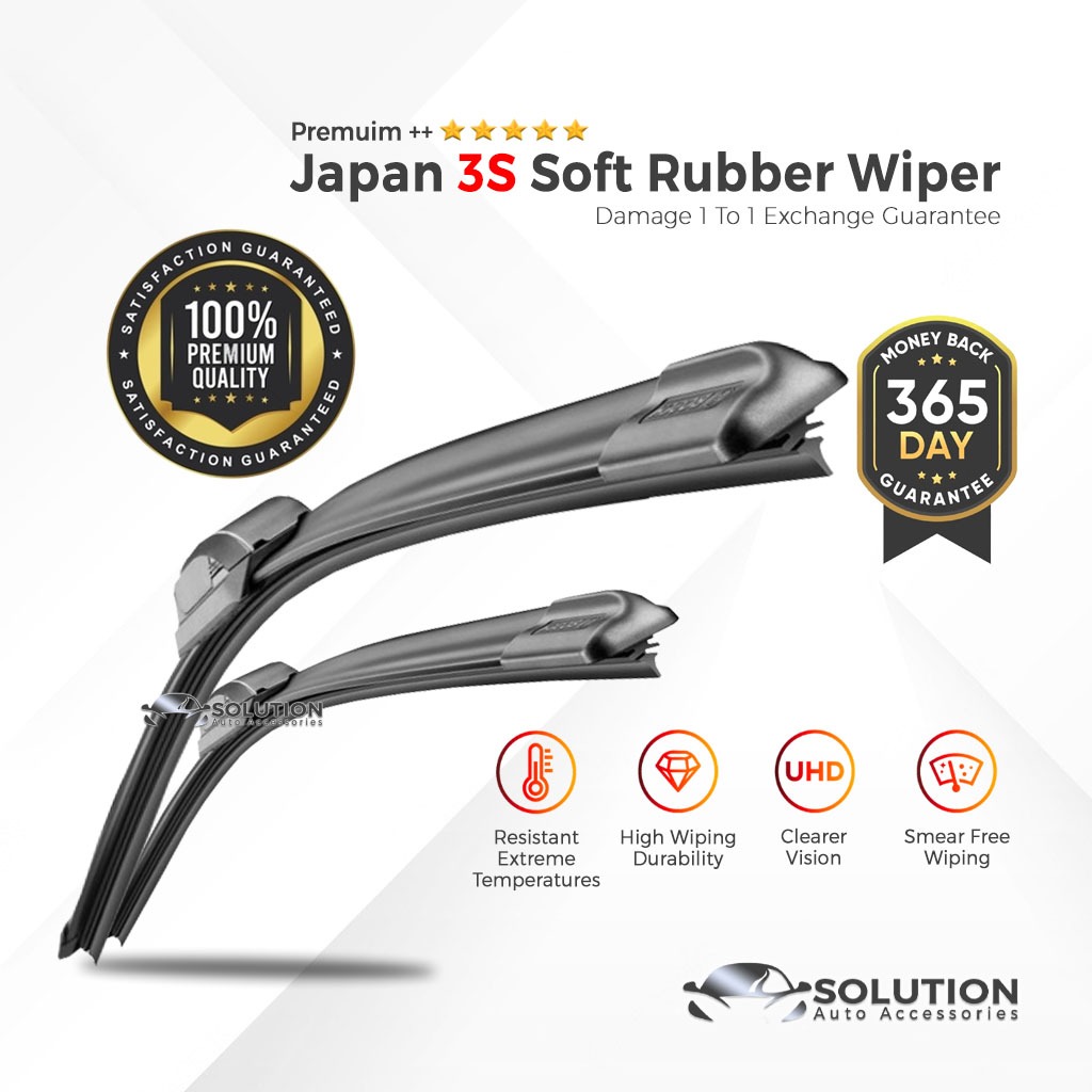 【READY STOCK】Soft Rubber Wipers Car Wiper Blade Boneless Proton Perodua ...
