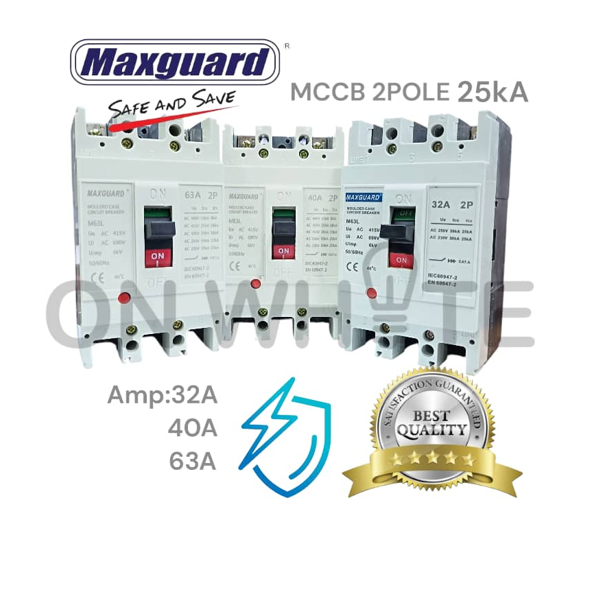 MAXGUARD MCCB 2POLE 25kA ( 32A / 40A / 63A ) M63L | Shopee Malaysia