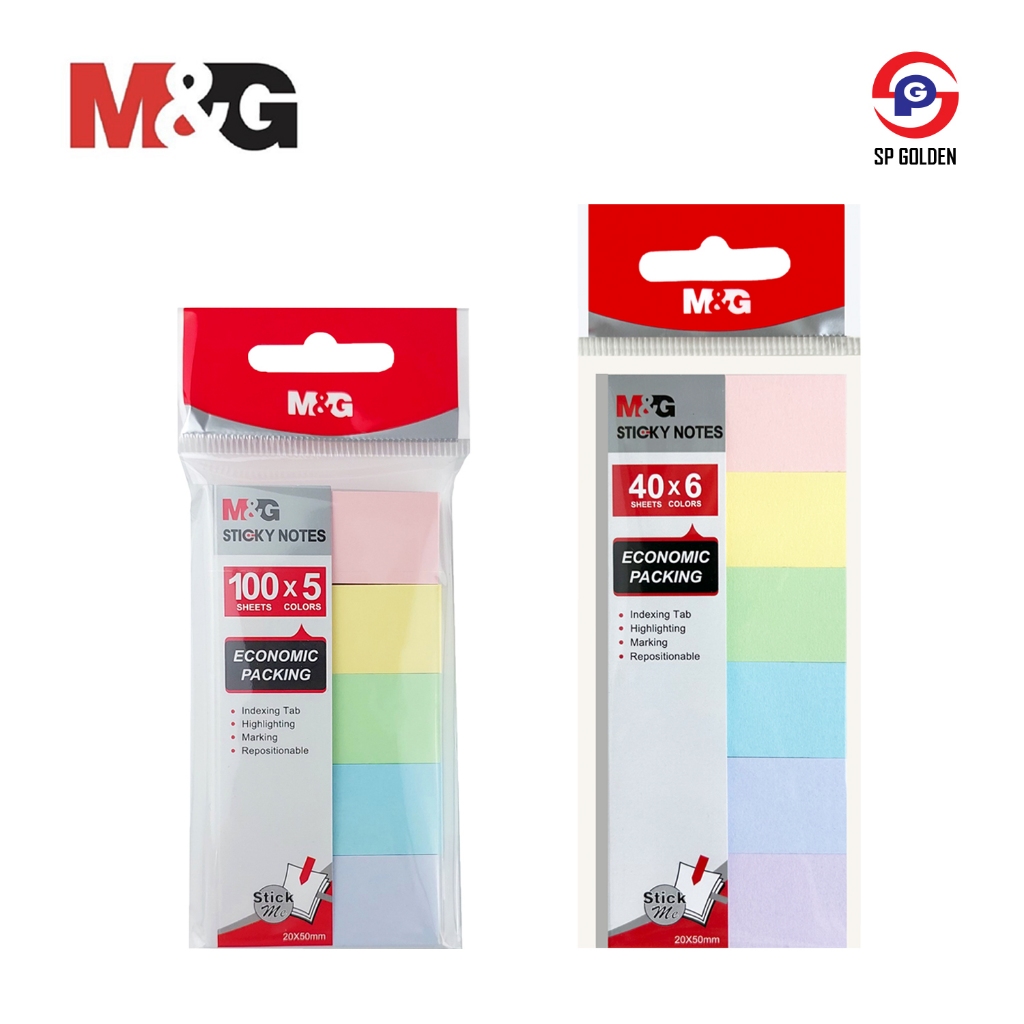 M&G Pastel Sticky Notes 20mm x 50mm 100 Sheets X 5 Colours / 60 Sheets ...