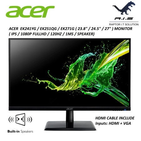 ACER EK241YG / EK251QG / EK271G 23.8" / 24.5" / 27" LCD MONITOR - ( IPS ...