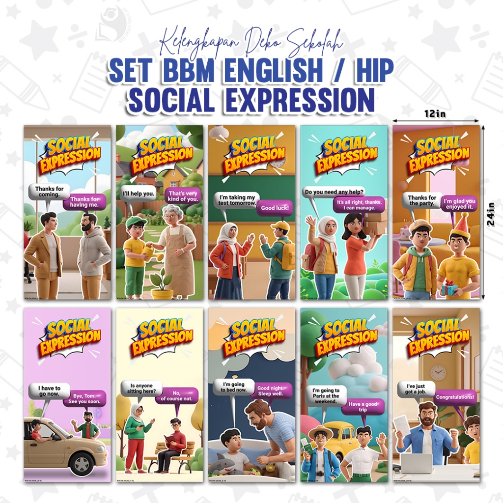 🌻1 DAY SHIP🌻 SET BANNER ENGLISH - SOCIAL EXPRESSION / HIP / HIGHLY ...