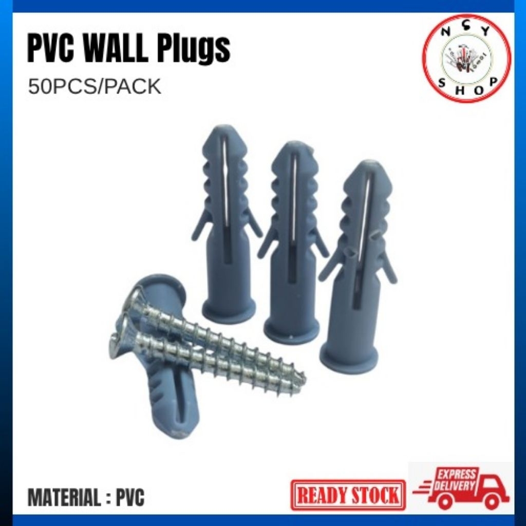 PVC Wall Plug 6mm/Plug Dinding PVC/Plastic Plug With Screw/Palam ...