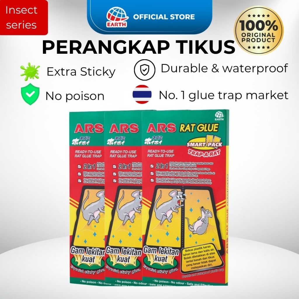 ARS Rat Glue Mouse Trap Odorless Durable Plastic Tray Sticky Glue ...