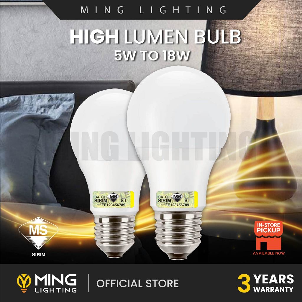 (Sirim) LED Mentol E27 5W 7W 9W 12W 18W Bulb Lampu Energy Saving Table ...