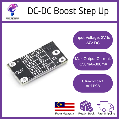 Mini DC-DC Boost Step-Up Converter 3V 3.2V 3.3V 3.7V 5V to 5V 8V 9V 12V ...