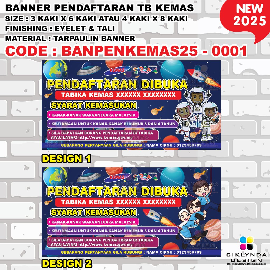 PRE-ORDER - BANNER + TALI & EYELET - PENDAFTARAN TABIKA KAMAS (TEMA ...