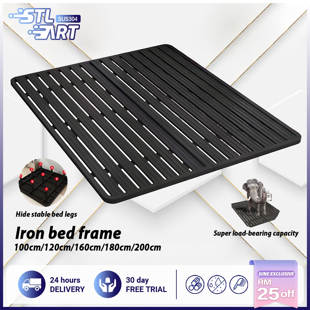 Bed Board Metal Iron Katil Besi Bed Frame Queen Katil Simple Bedroom ...