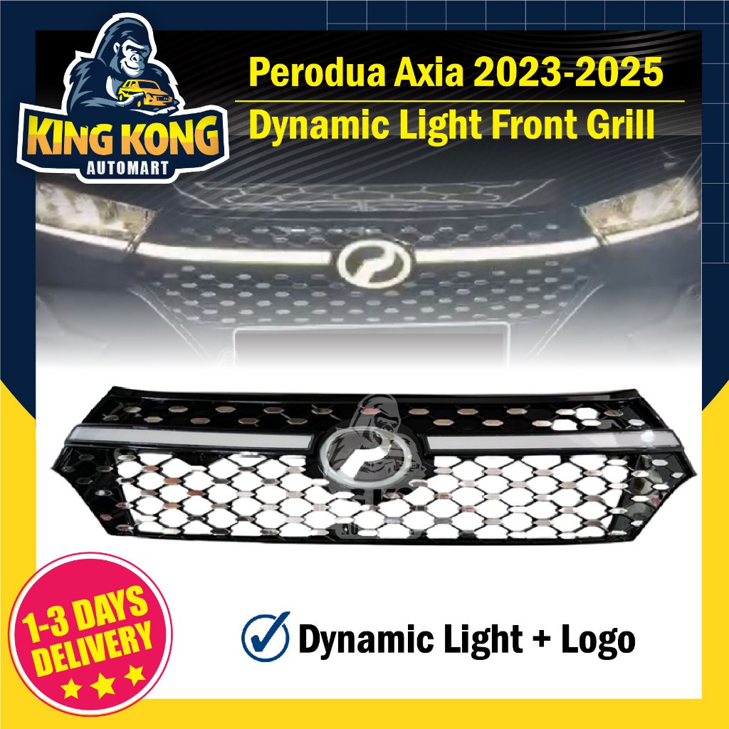 Perodua Axia 2023 2024 2025 Honey Comb Glossy Black Chrome Front Grill ...