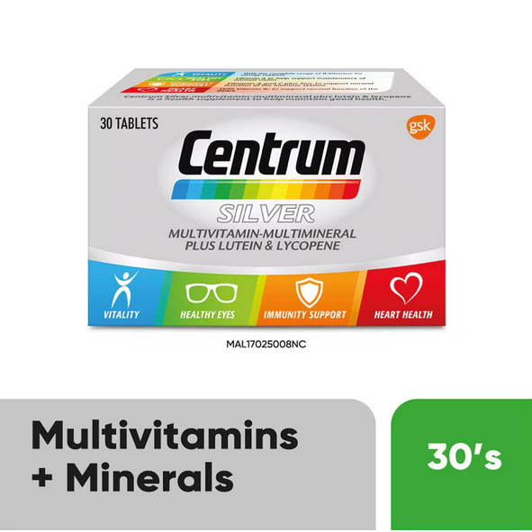 Centrum Silver Multivitamin-Multimineral + Lutein + Lycopene 30s ...