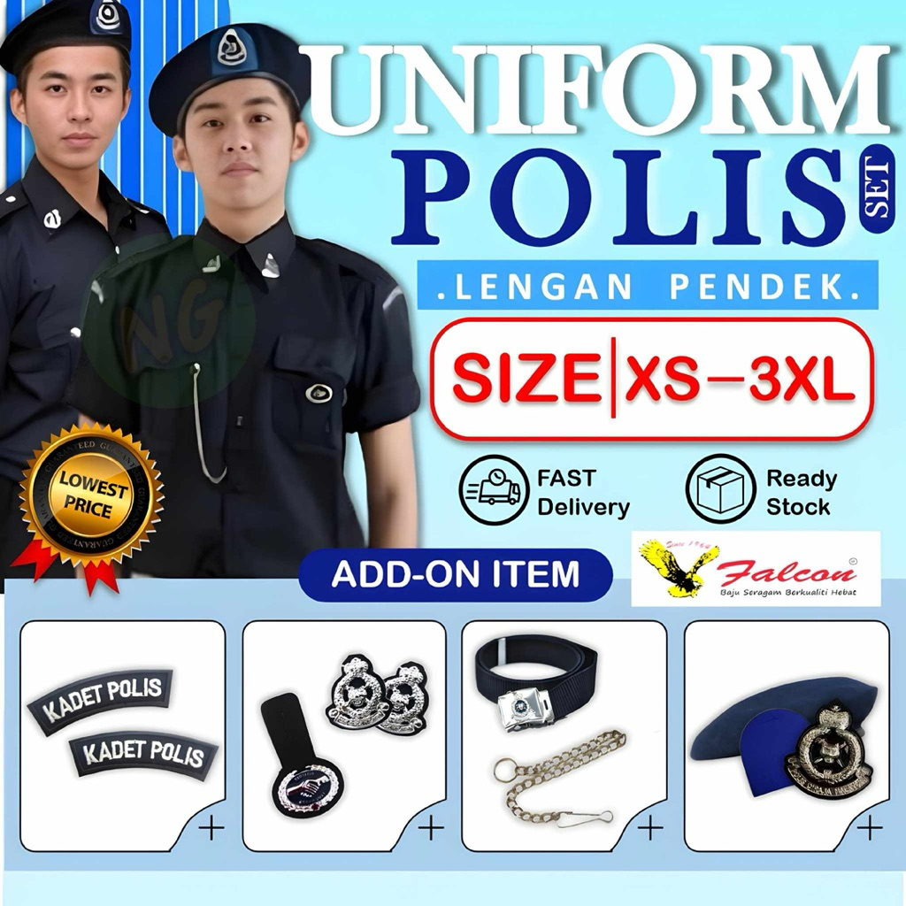 ALCON UNIFORMS KADET POLIS SEKOLAH 学生警察团 READY STOCK] LENGAN PENDEK ...