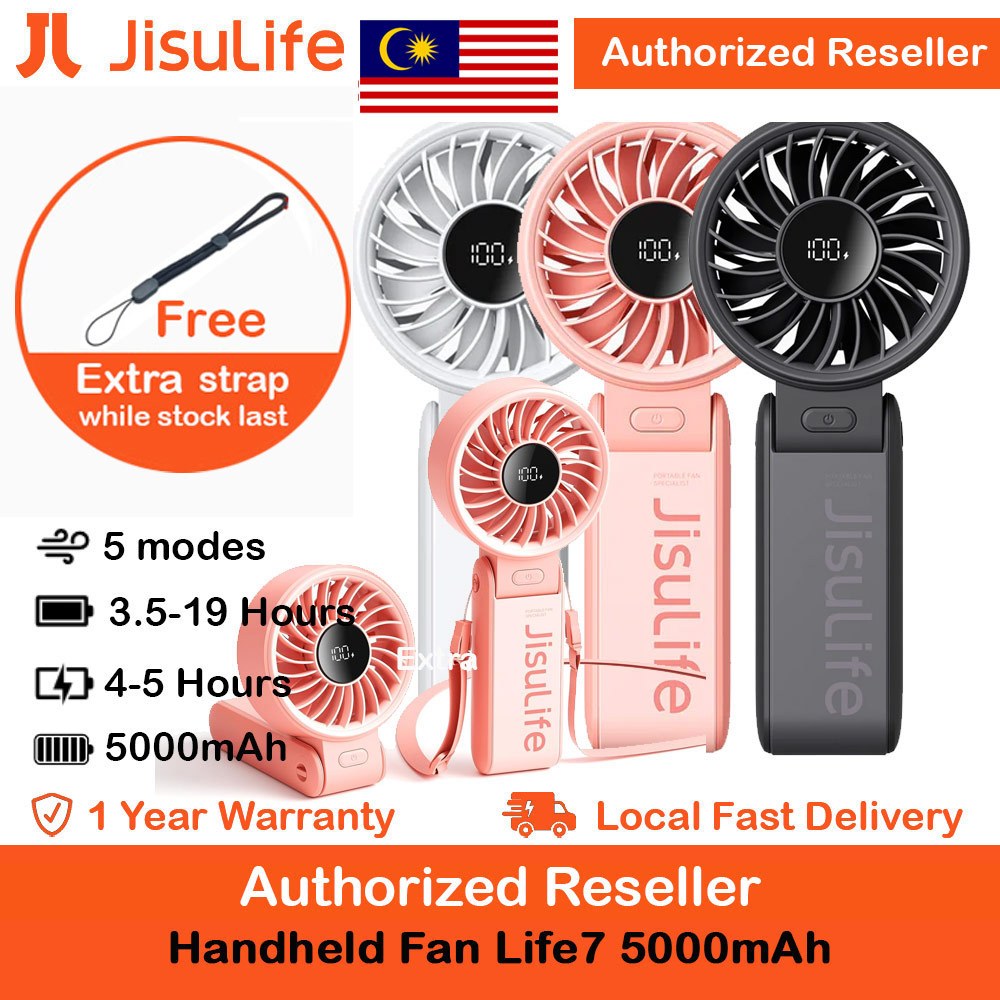 Jisulife Handheld Fan Life7 Life 7 Powerful Long Battery Life Portable ...
