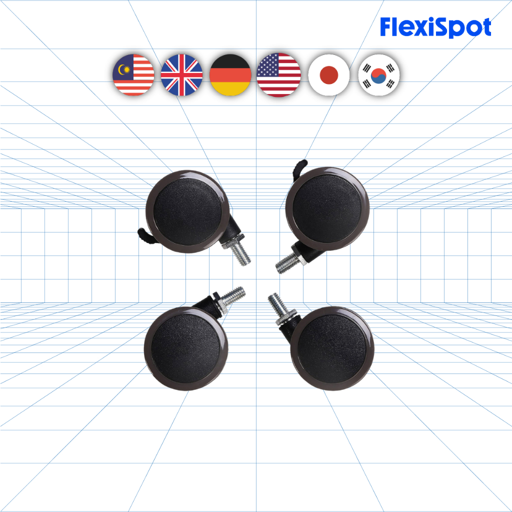 FLEXISPOT Malaysia W1 Lockable Casters for Standing Desk - 4pcs ...