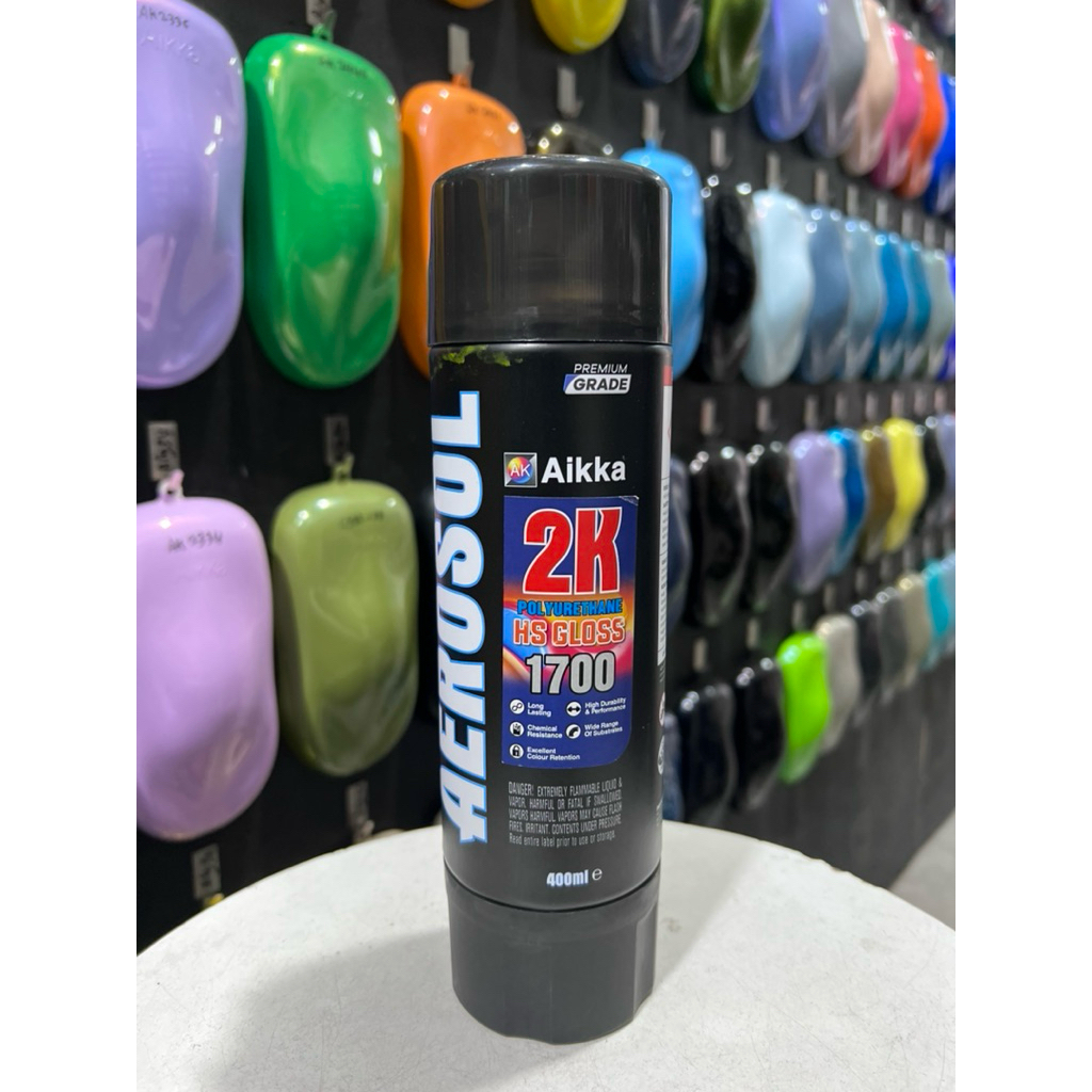 AIKKA 1700 2K POLYURETHANE HS GLOSS PAINT SPRAY TIN AEROSOL 400ML (SOLID BLACK & SOLID WHITE ...