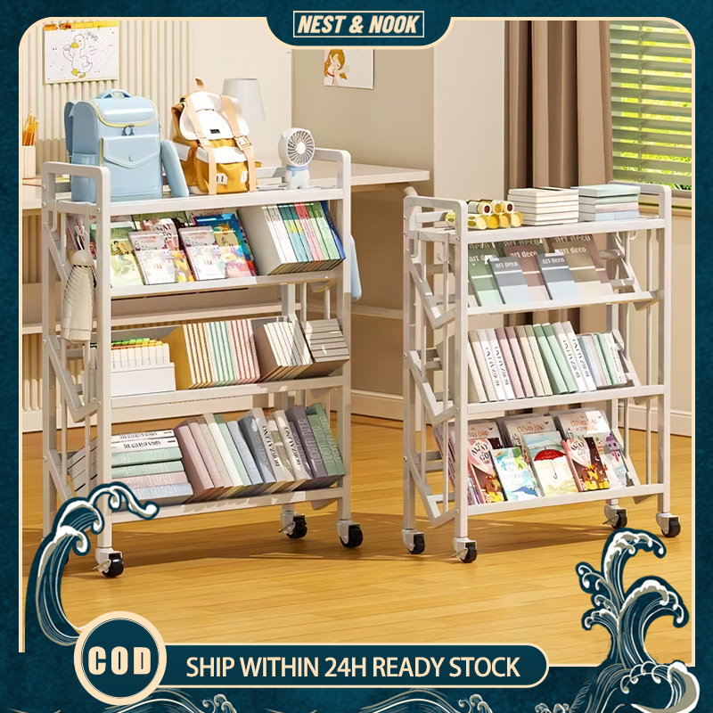 Bookshelf Rak Buku Kanak Kanak Almari Buku Steel Metal Book Rack Besi ...