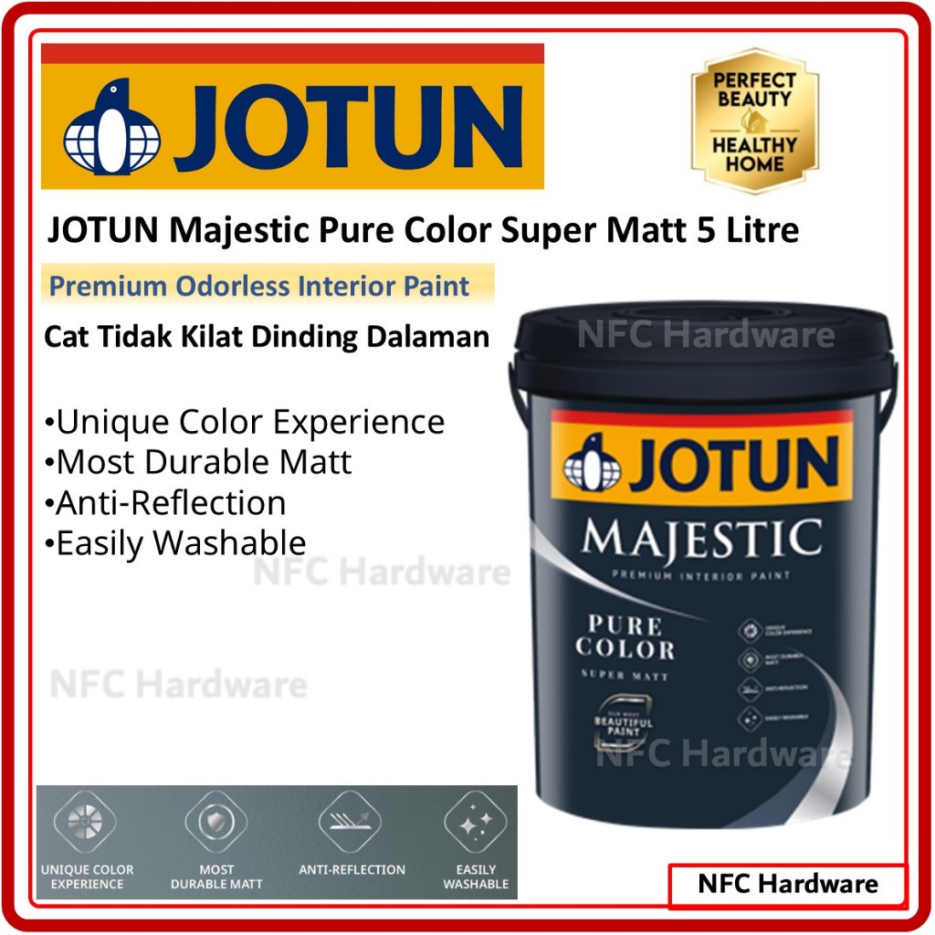 JOTUN Majestic Pure Color Super Matt 5L (Cat Air Tidak Kilat Dinding ...