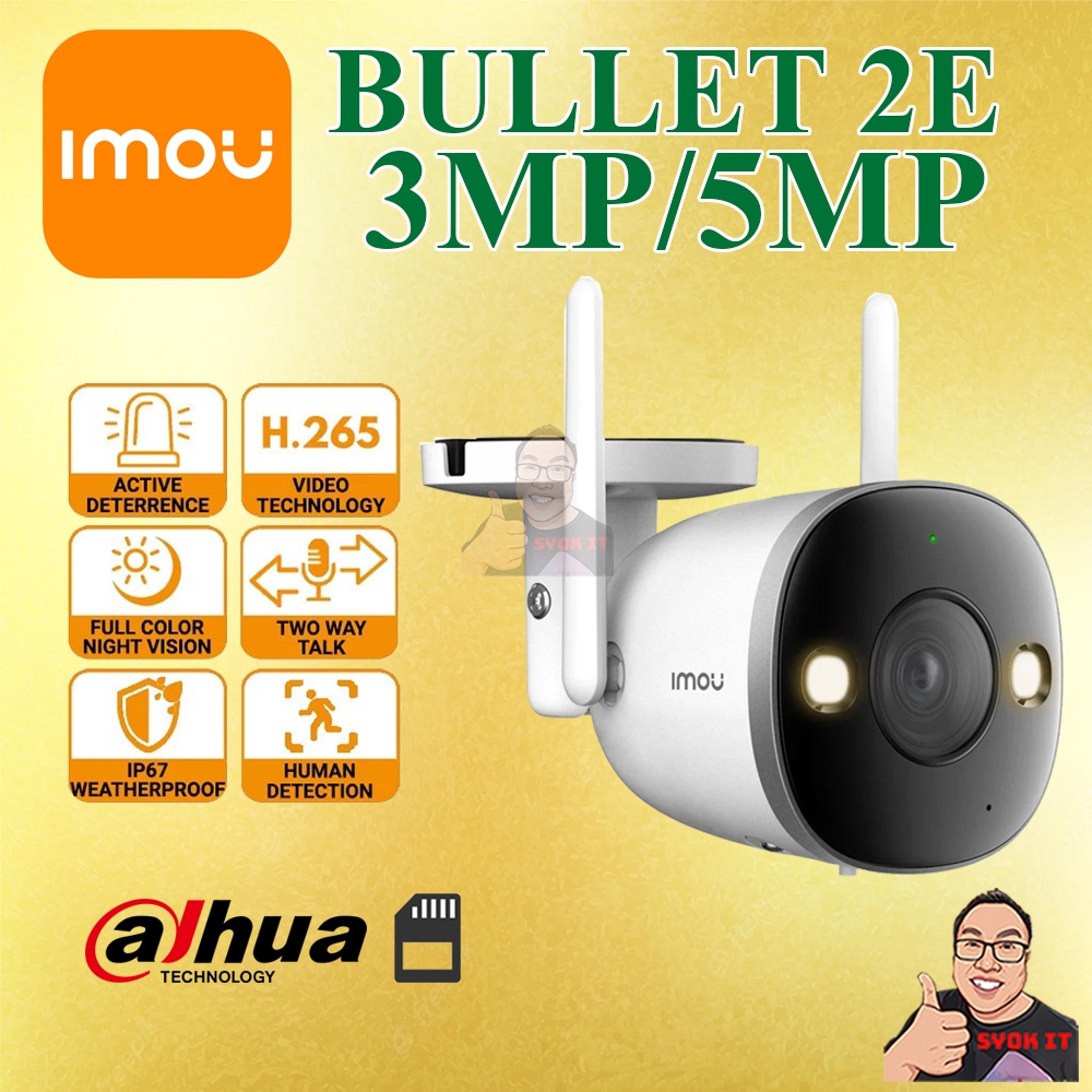 Imou Bullet 2E Bullet 3MP 5MP 3K Smart AI Human Detection IP67 Color ...