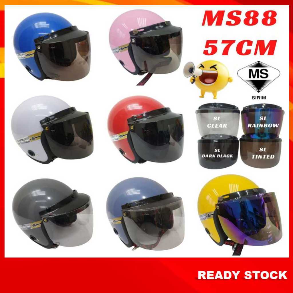 (2025 57CM) MS88 HELMET MOTORCYCLE 100% ORIGINAL SIRIM Tali Ikat Hitam ...