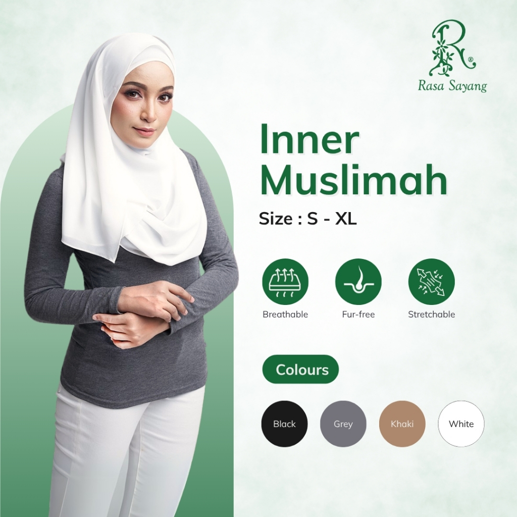Inner Muslimah Woman / Inner Baju Lengan Panjang / Sleeveless Dress ...