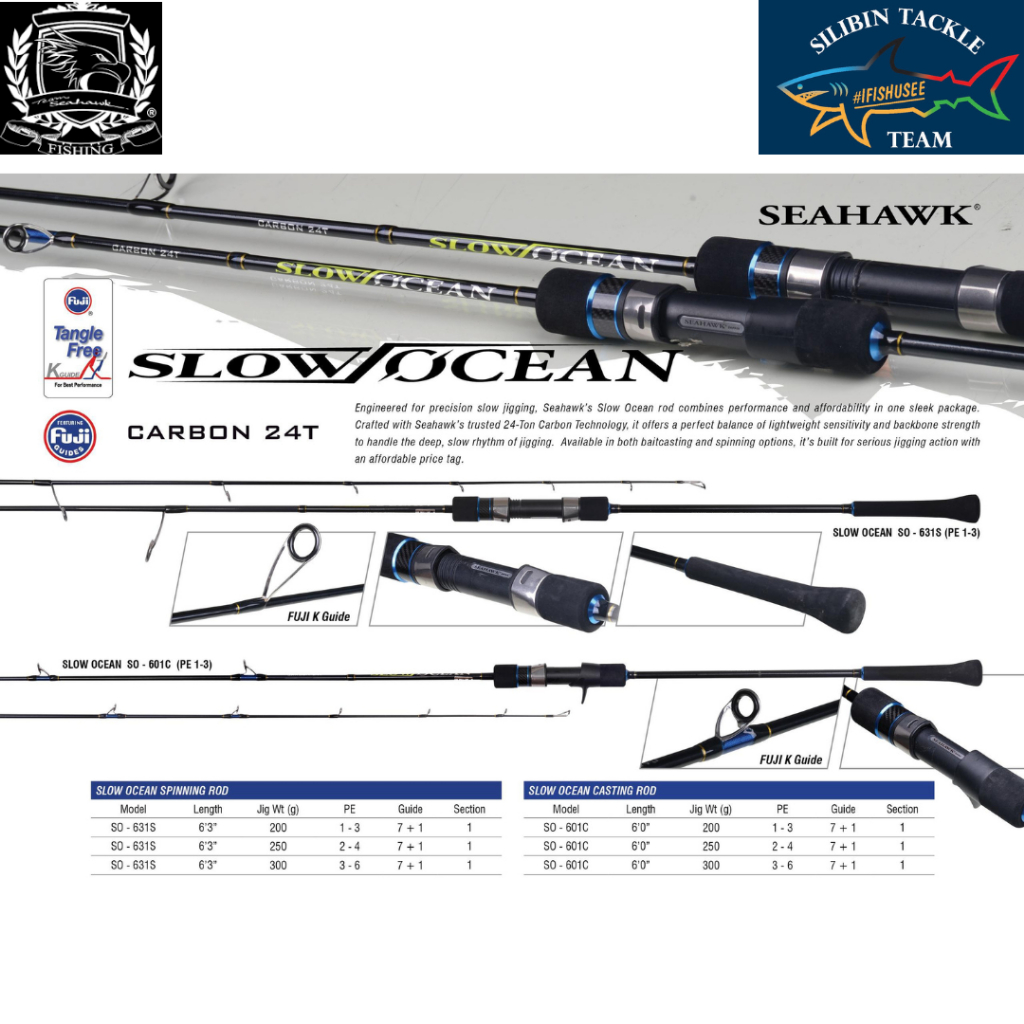 2025 SEAHAWK SLOW OCEAN Overhead & Spinning Jigging New Fishing Rod ...