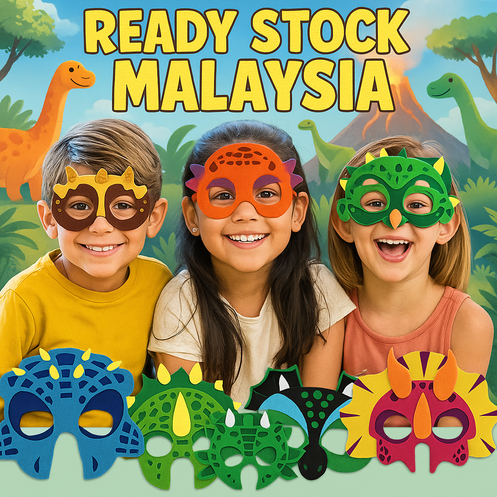 (Ready Stock) Dinosaur Felt Mask Set for Kids | T-Rex Triceratops ...