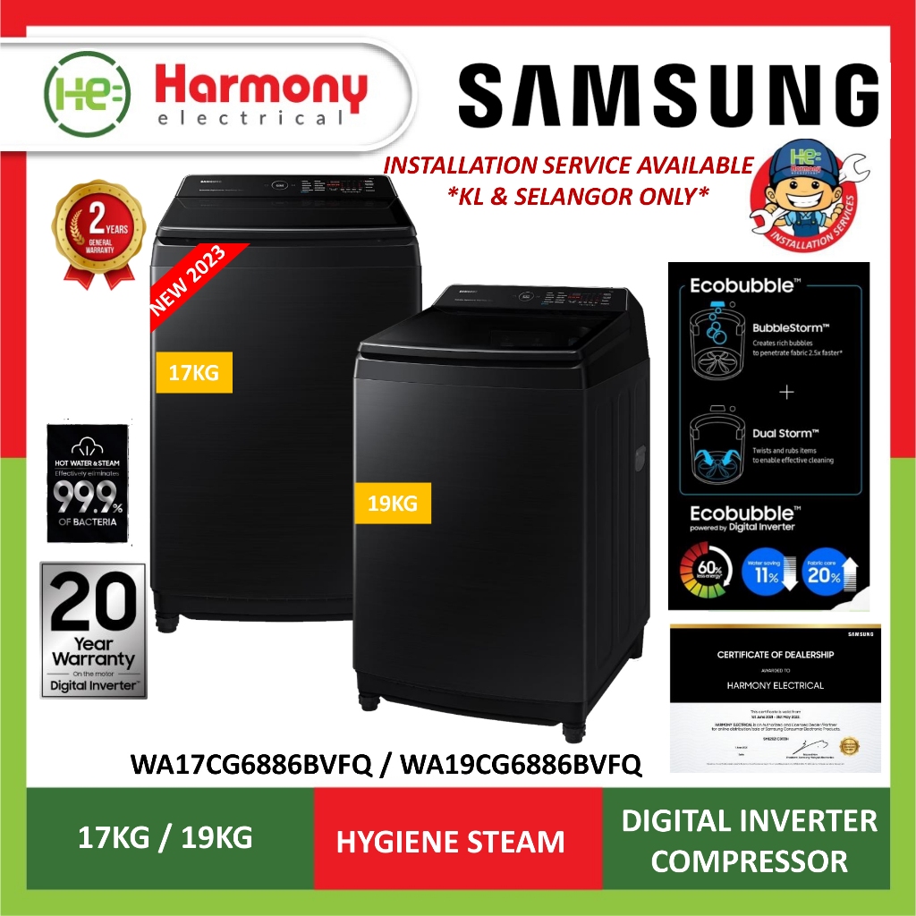 (FREE DELIVERY + INSTALL KL) SAMSUNG 17kg /19kg Washing Machine WA17CG6886BVFQ / WA19CG6886BVFQ ...