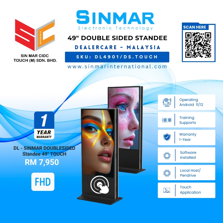 📺 SINMAR 49” Double-Sided Digital Signage Standee – Skrin Sentuh ...