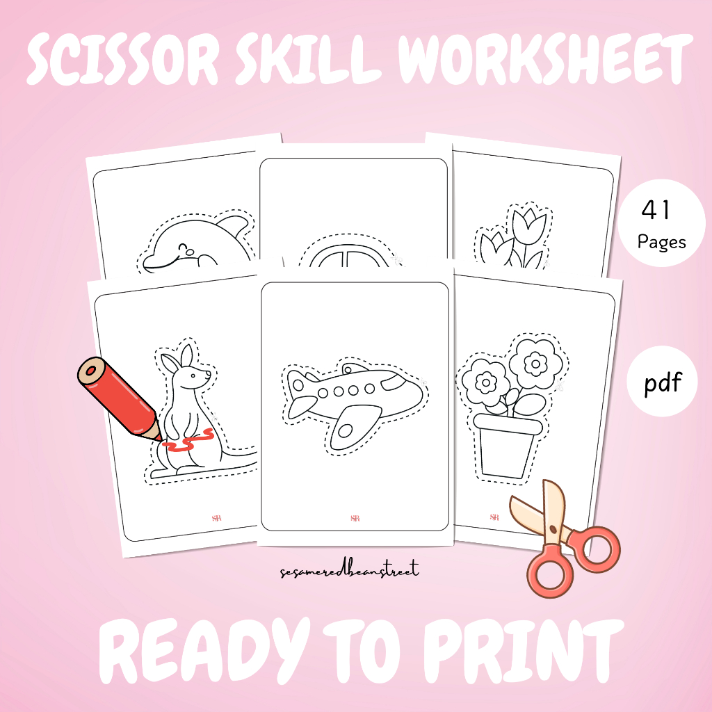 PDF [006] Scissor Skills Worksheet Printable Preschool Exercise ...