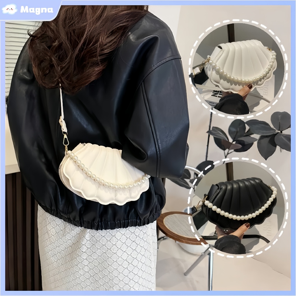 [COD]Fashion Underarm Bag Pearl Chain Shell Simple And Versatile Small ...