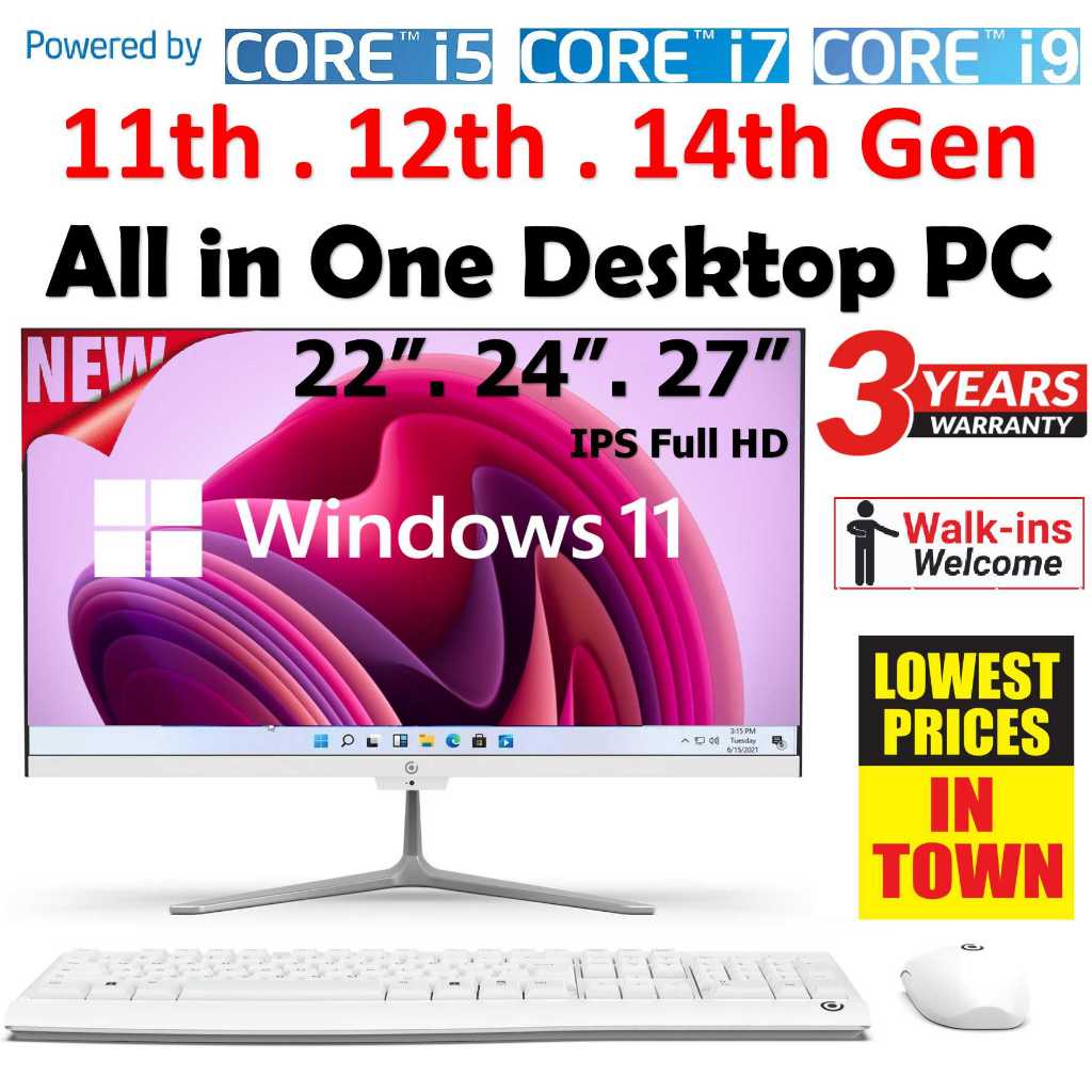 🌟12th / 14th Gen Intel i5 i7🌟All in one Desktop pc 27" 24" 22" All in ...