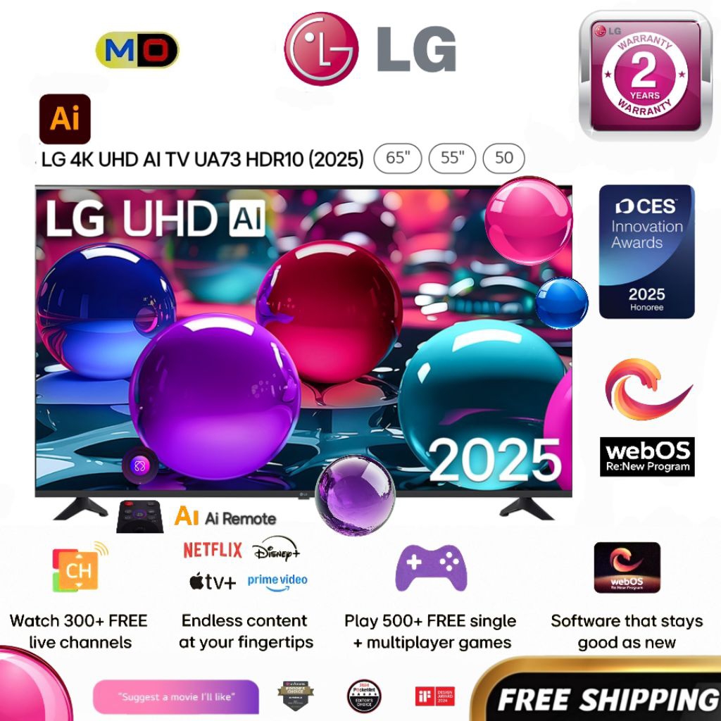 《FREE SHIPPING》NEW LG 4K UHD AI SMART TV 50/55/65 65UA7350PSB LED TV ...