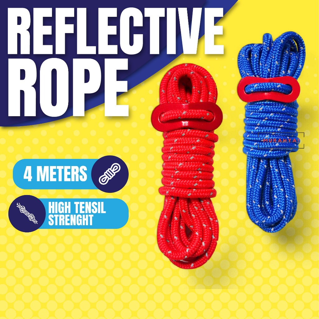 4m Camping Rope Tali Khemah Tali Flysheet Reflective Wind Rope Tent ...