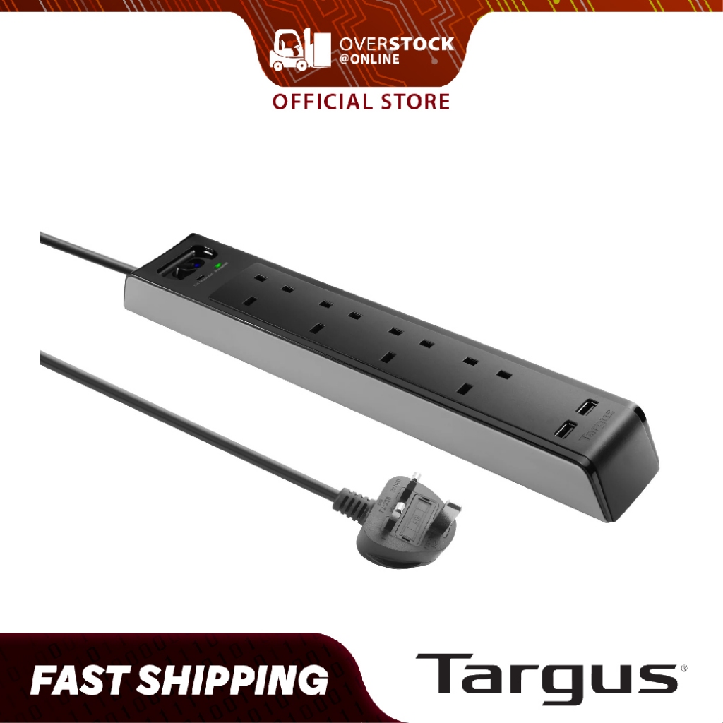 [New Stock] TARGUS APS10 Surge Protector with 2 USB Ports, 4 Surge, 2m ...