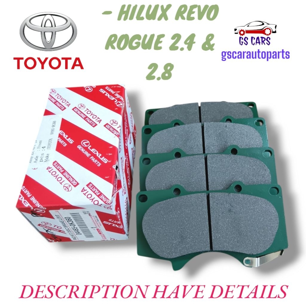 Toyota front disc brake pad hilux revo rogue 2.4 2.8 gun125 gun126 ...