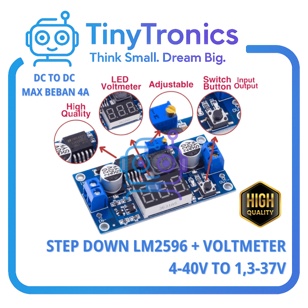 LM2596 DC-DC ADJUSTABLE STEP DOWN 4-40V to 1.3-37V LED VOLTMETER | Shopee Malaysia