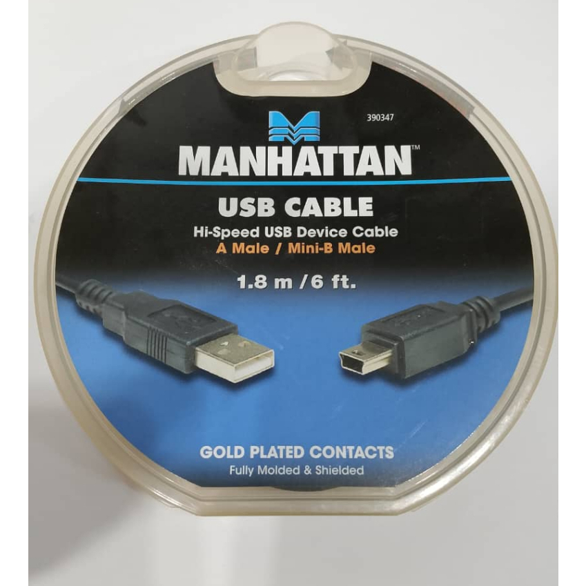 MANHATTAN USB CABLE ( A Male / Mini-B Male ) 1.8 meter / 6 feet ( Black ...