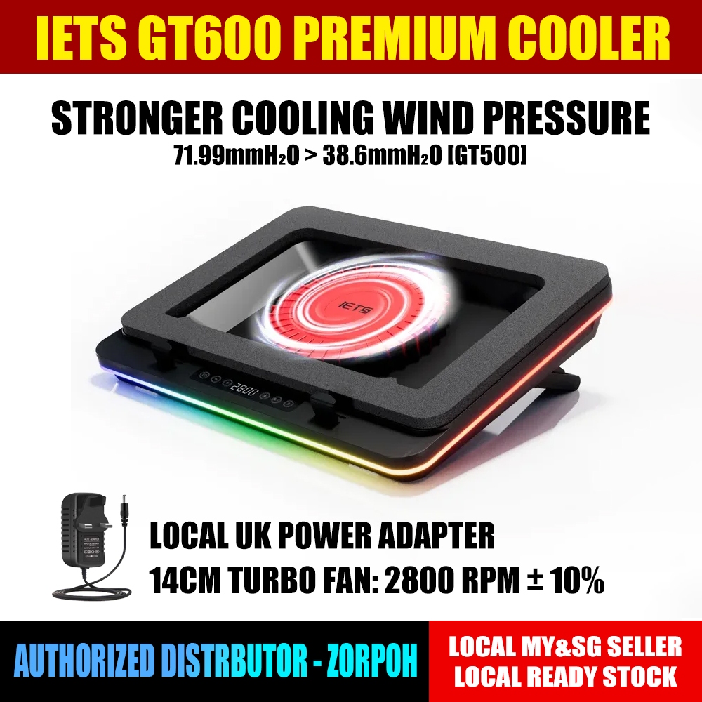 IETS GT600 Gaming Laptop Cooler Pads Powerful Turbo Fan RGB GT626 ...