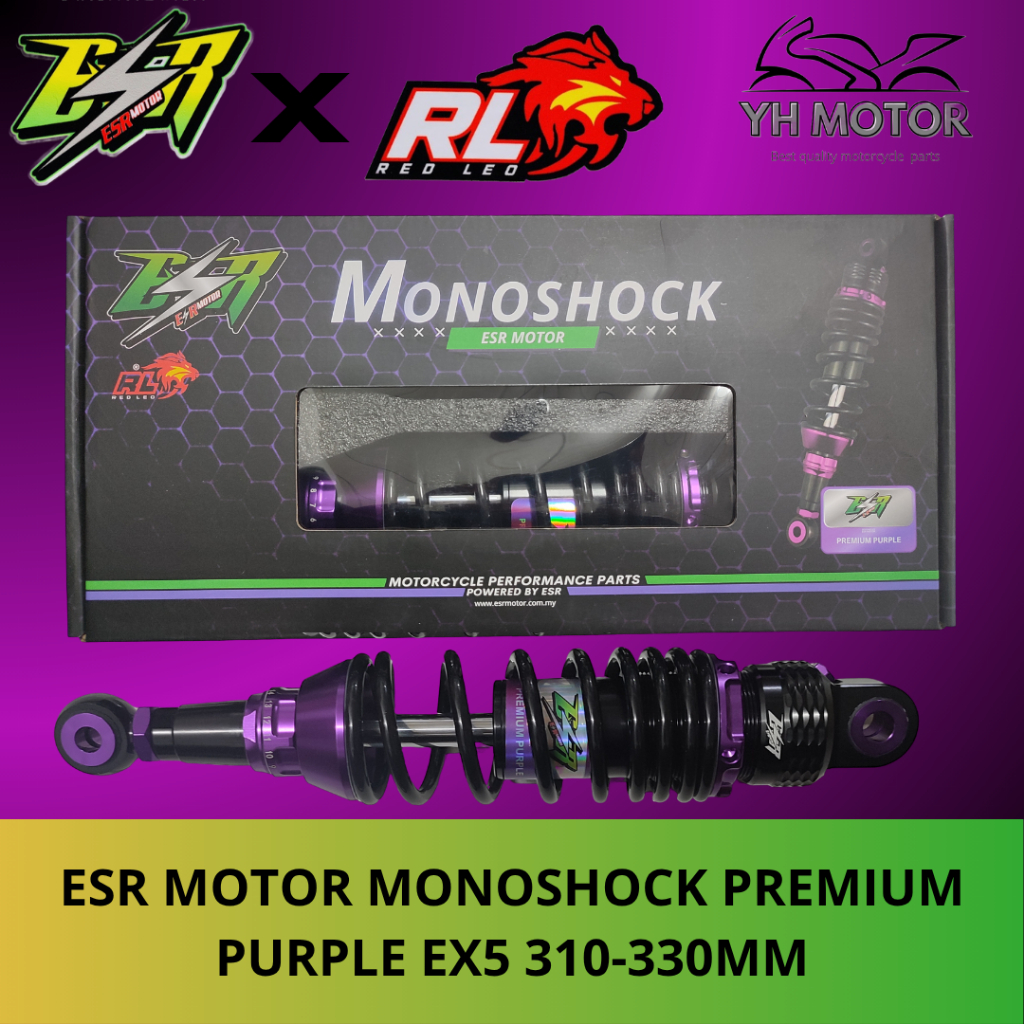 ESR MOTOR ABSORBER PREMIUM PURPLE EX5/ WAVE125/ RXZ 310-330MM 100% ...