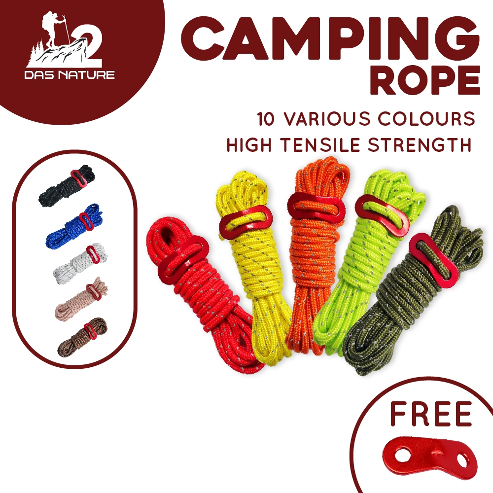 4m Camping Rope Outdoor Tali Khemah Tali Flysheet Reflective Wind Rope ...